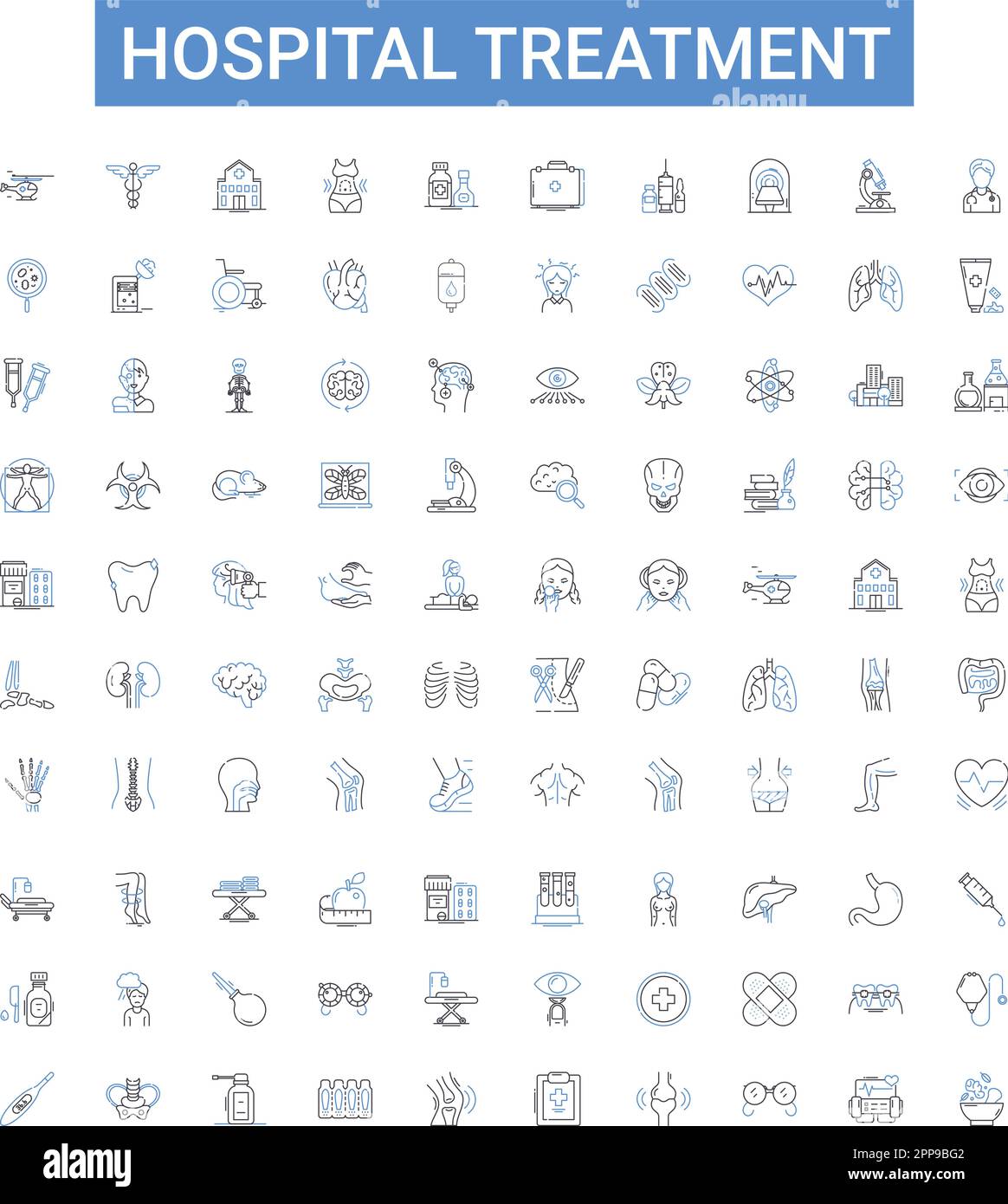 Hospital treatment outline icons collection. Medical, Care, Treatment ...