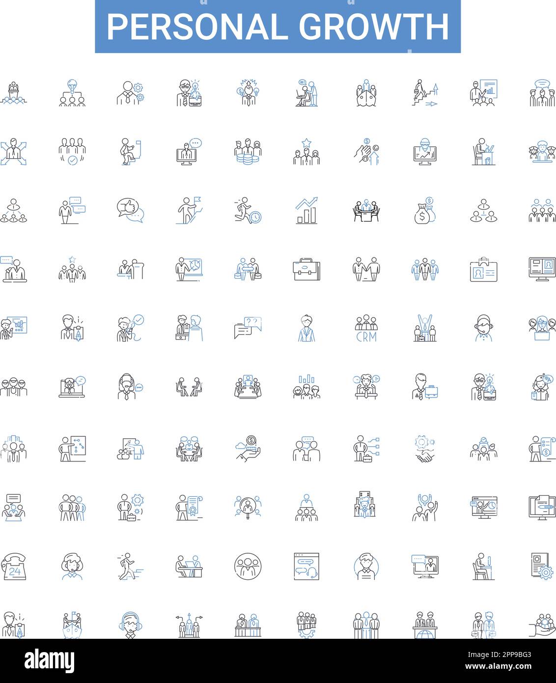 Personal growth outline icons collection. Development, Progress, Improvement, Expansion ...