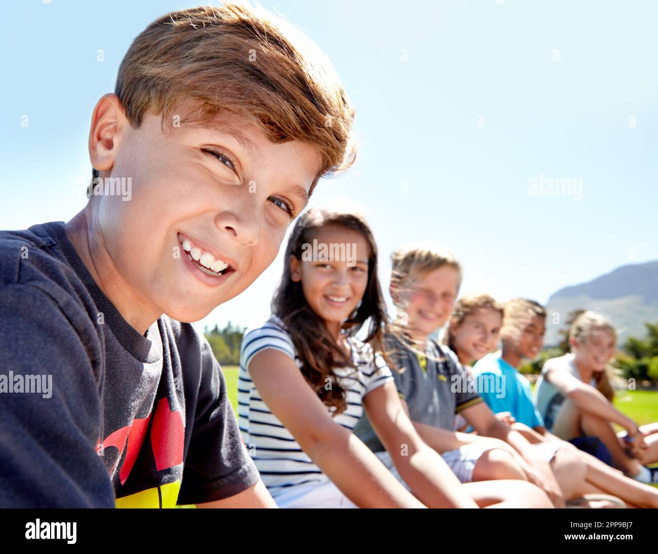 My best friends....Portrait of a group of young children enjoying a day ...