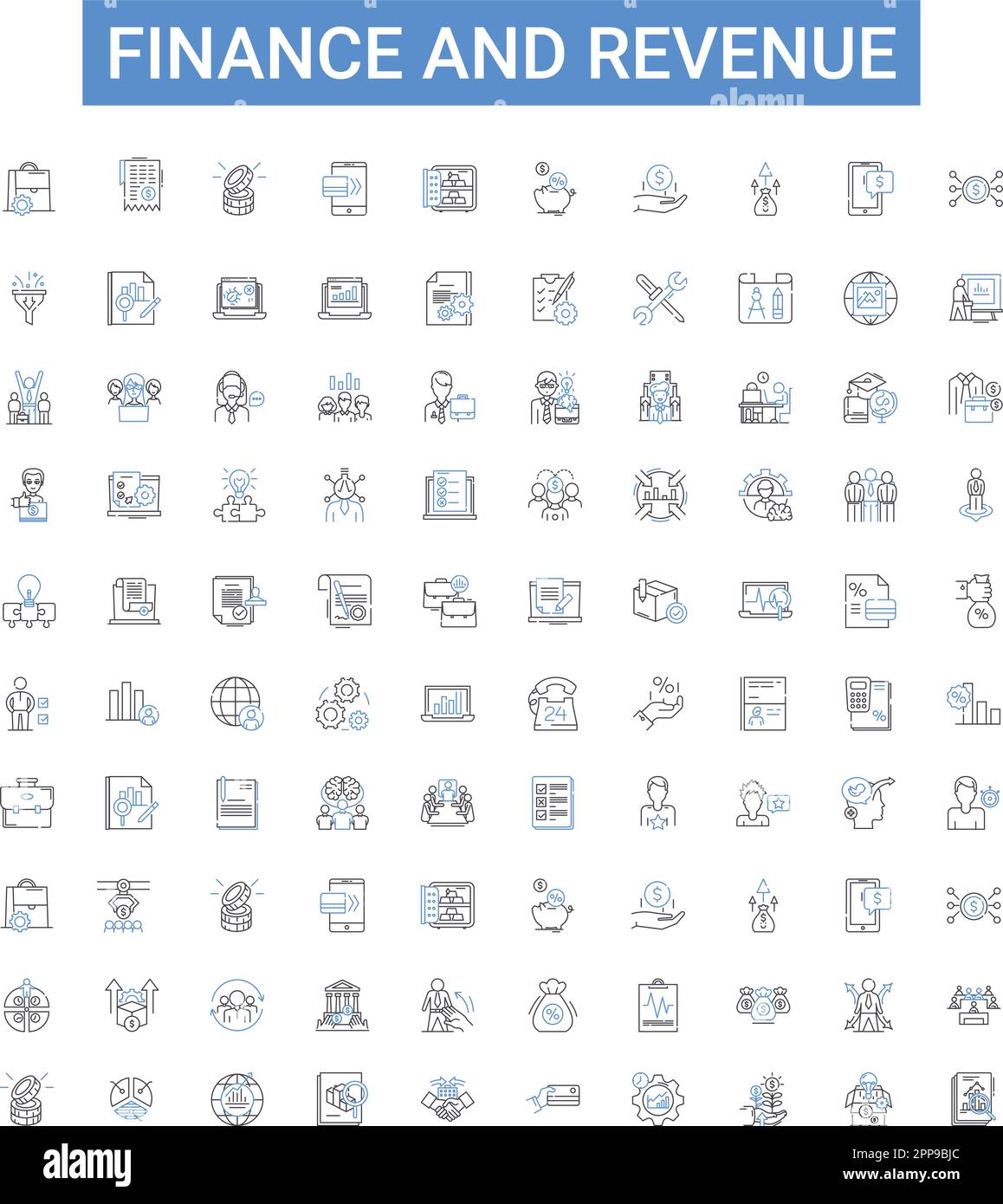 Finance and revenue outline icons collection. finance, revenue ...