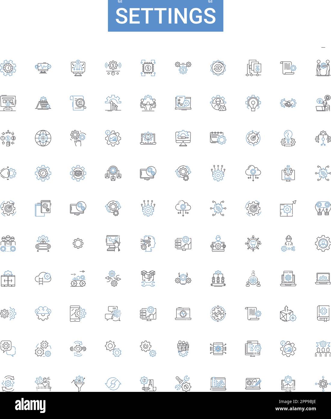 Settings outline icons collection. Options, Configuration, Parameters ... Settings outline icons collection. Options, Configuration, Parameters ...