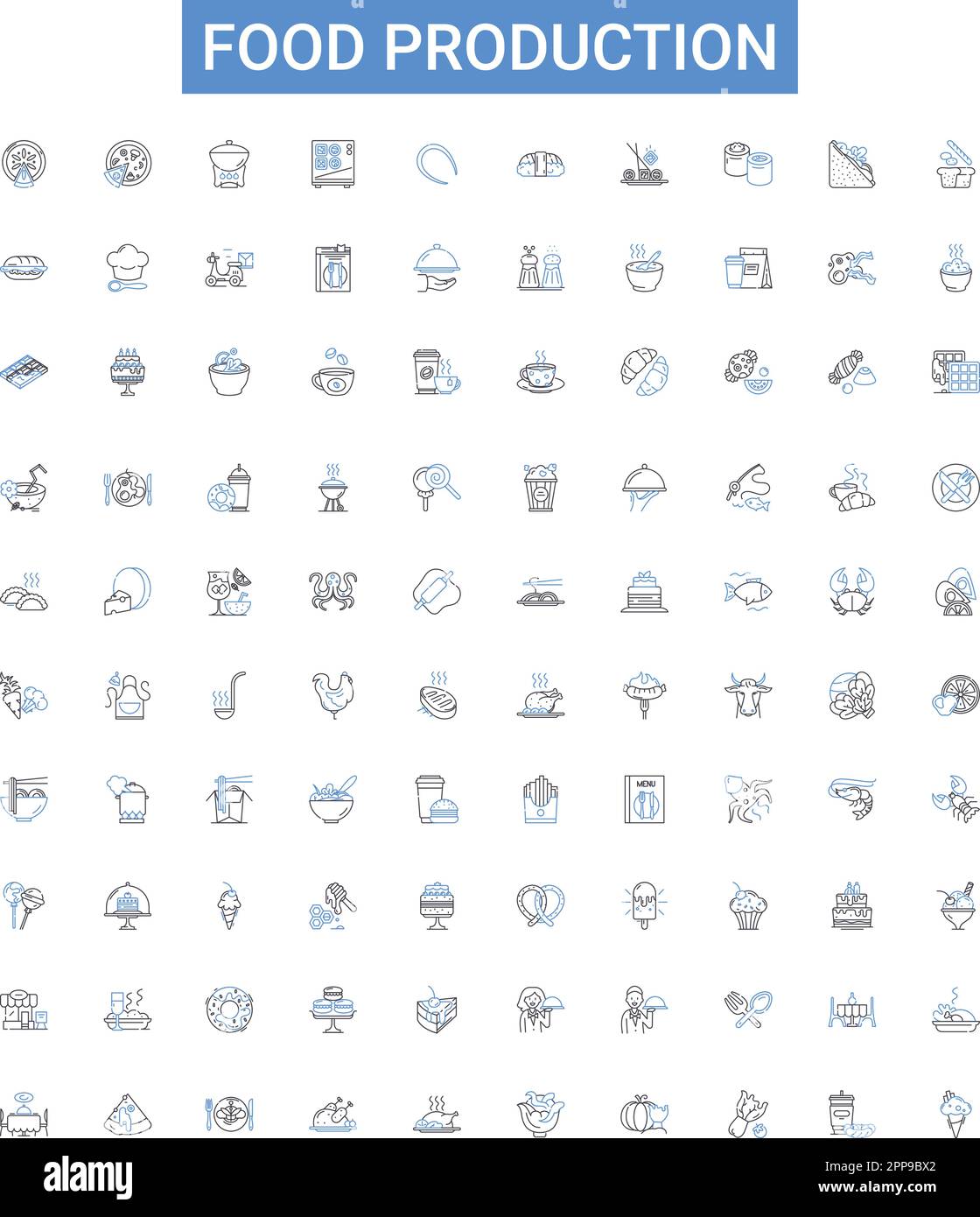 Food production outline icons collection. Food, Production, Agriculture ...