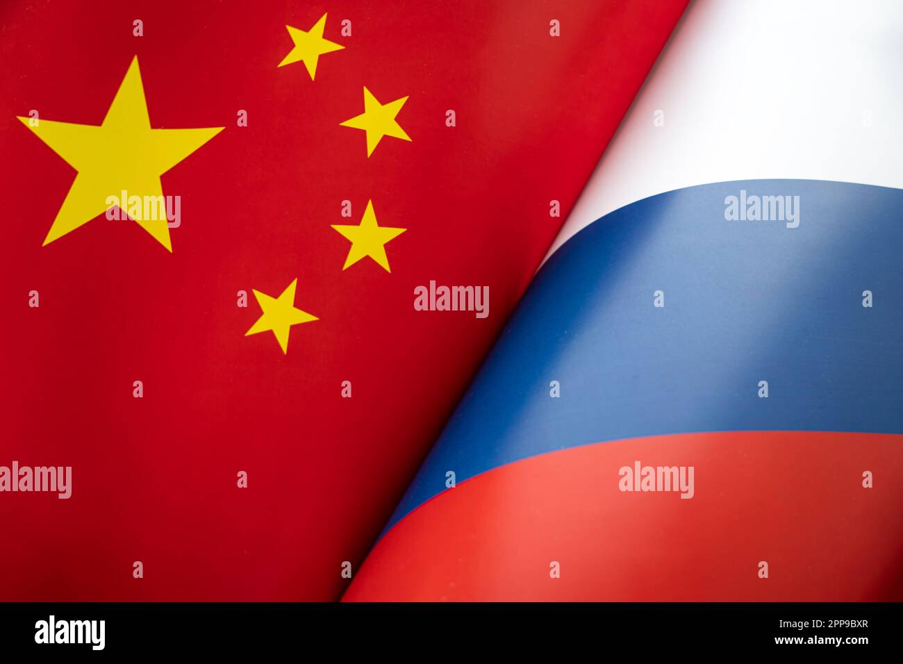 Flags of the china and Russia. The concept of international relations ...