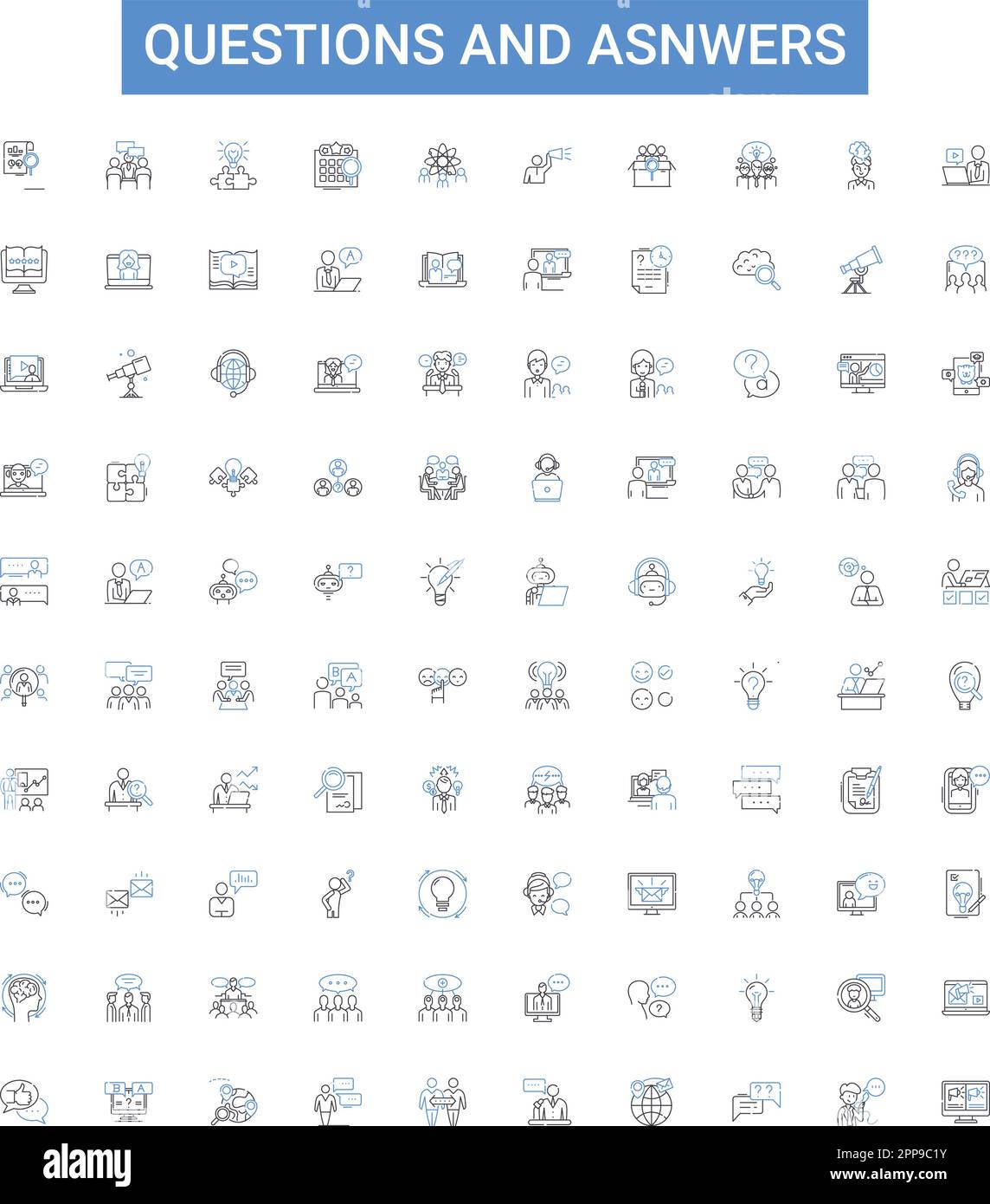 Questions And Asnwers Outline Icons Collection Questions Answers Queries Replies Quizzes