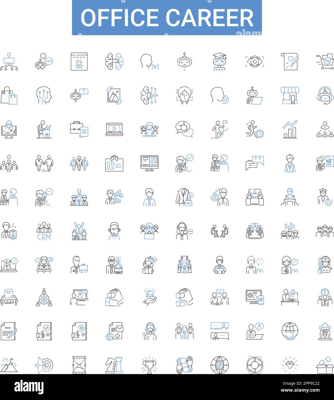 Office career outline icons collection. Office, Career, Administrative ...