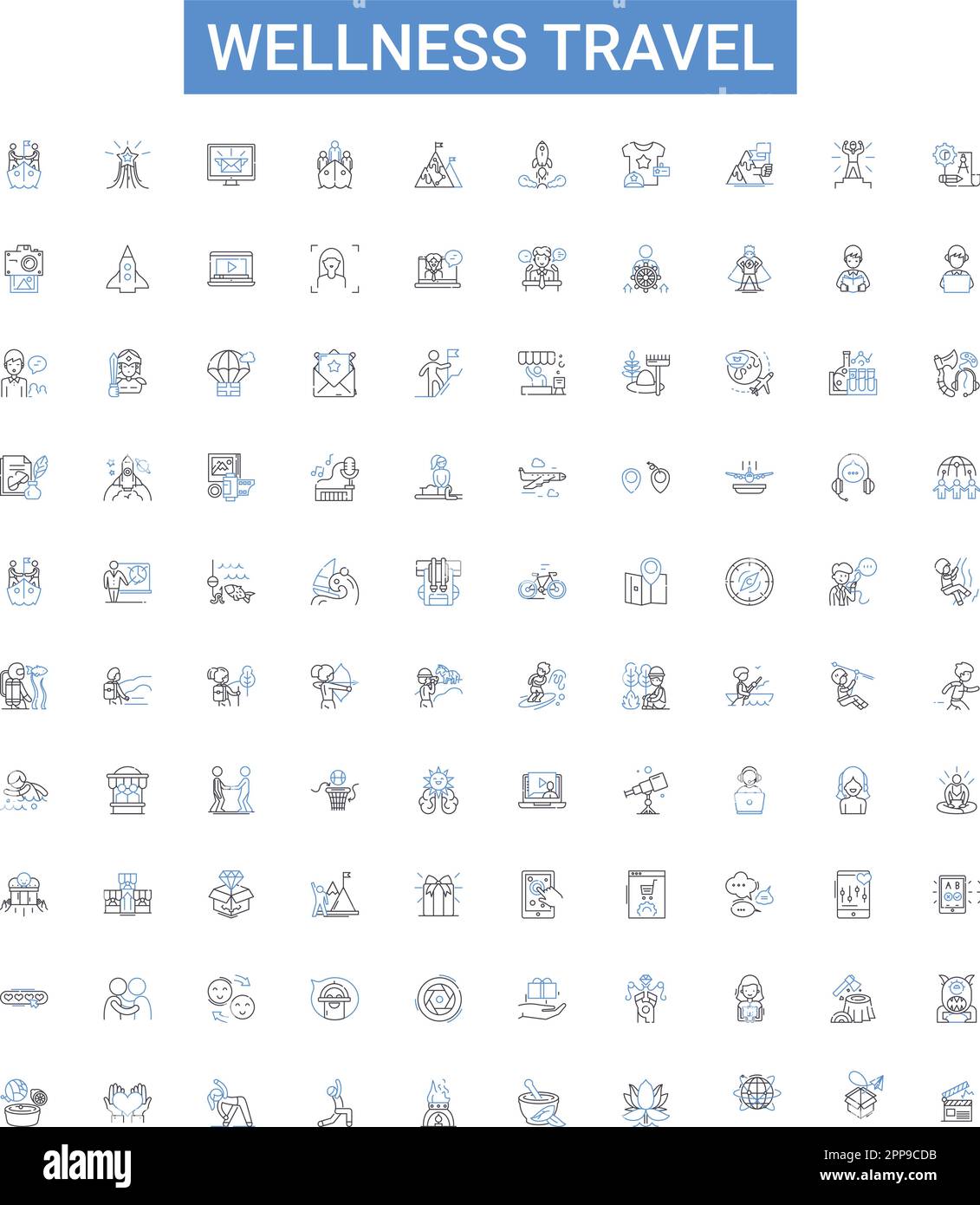 Wellness travel vector line icons set. Wellness, Travel, Health, Vacation, Nourishment ...