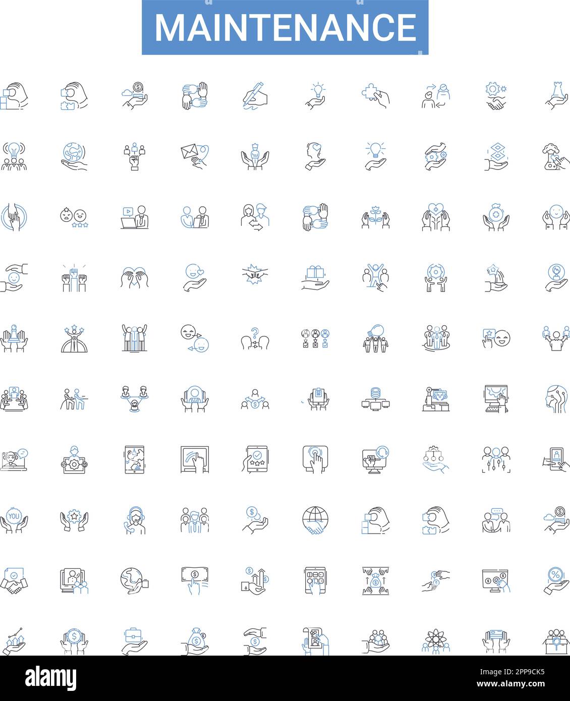 Maintenance outline icons collection. Fix, Repair, Adjust, Replace ...