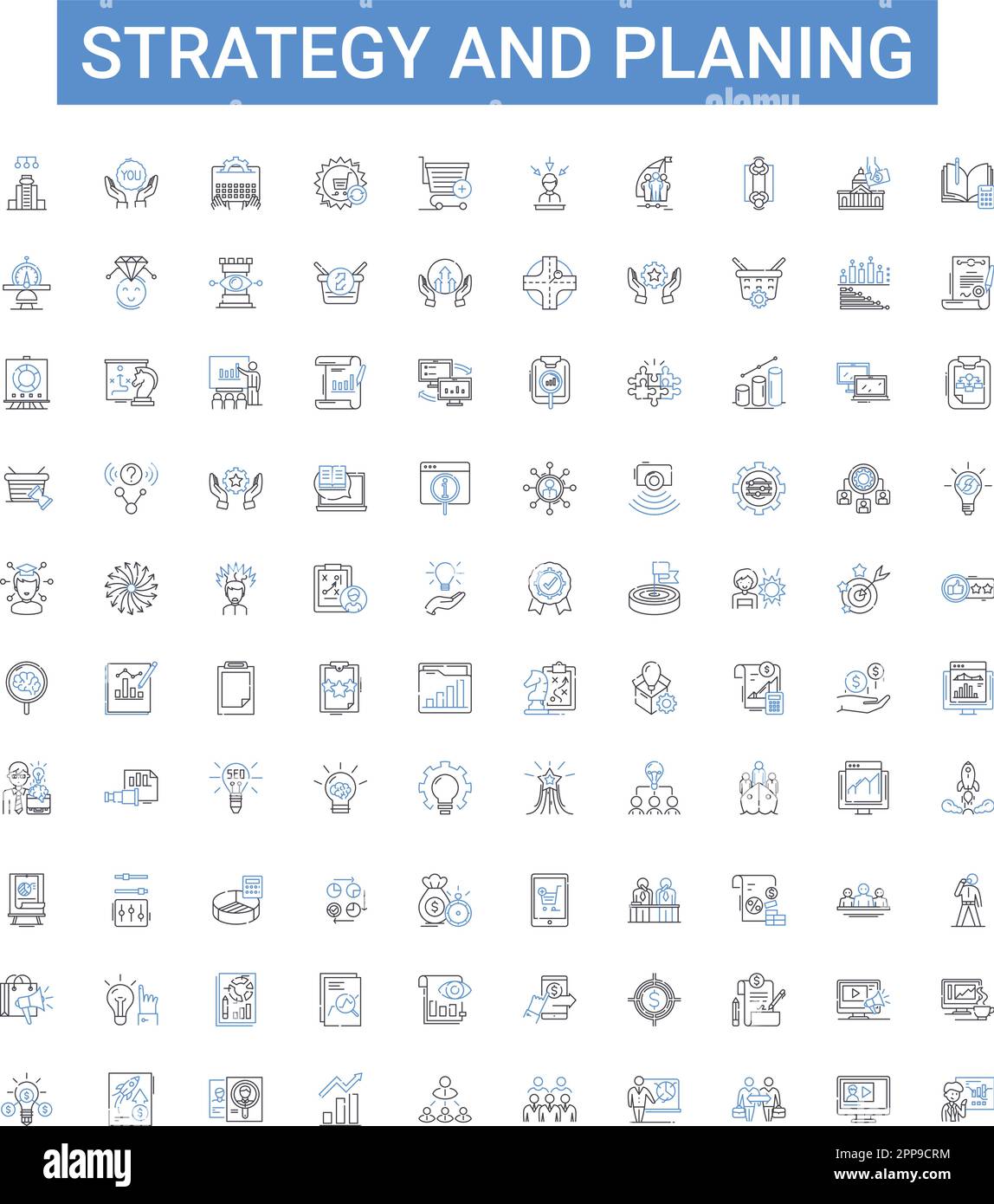 Strategy and planing outline icons collection. Strategy, Planning ...