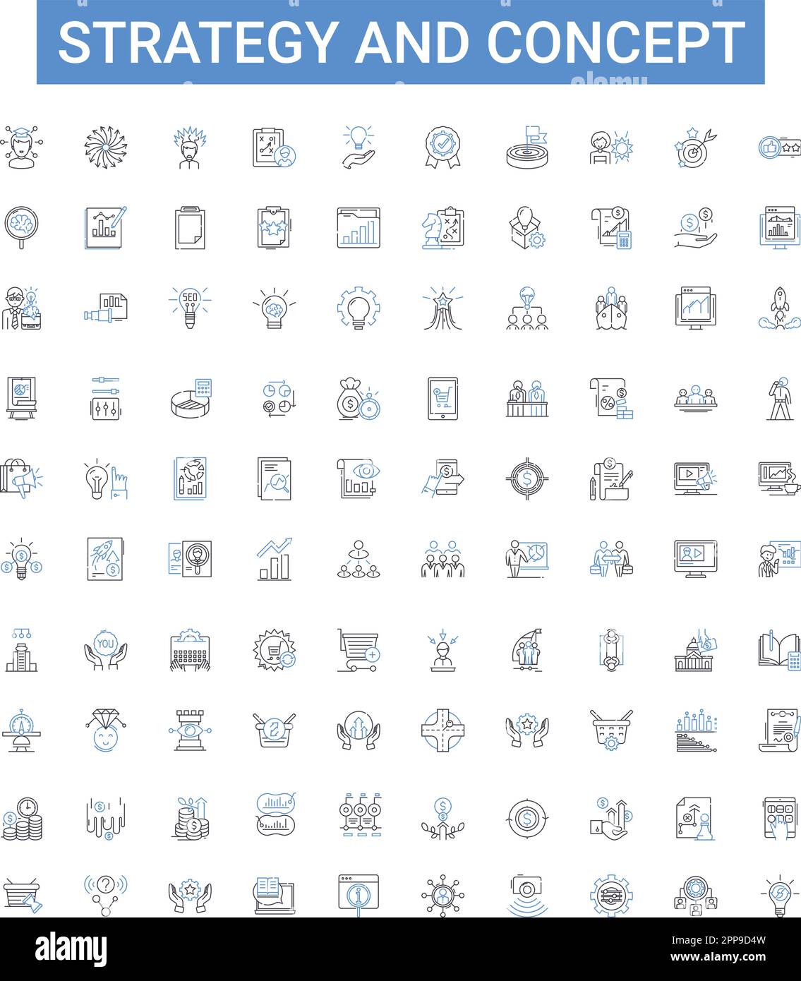 Strategy and concept outline icons collection. Strategy, Concept ... Strategy and concept outline icons collection. Strategy, Concept ...