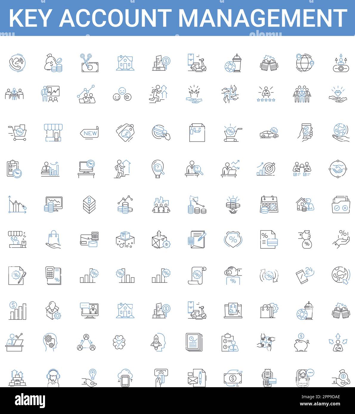 Key account management outline icons collection. Key, Account ...