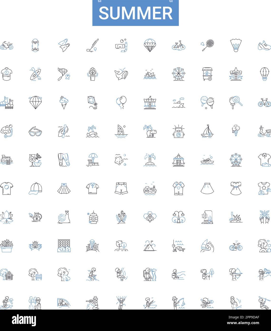 Summer outline icons collection. Sun, Heat, Vacation, Sunburn, Beach ...