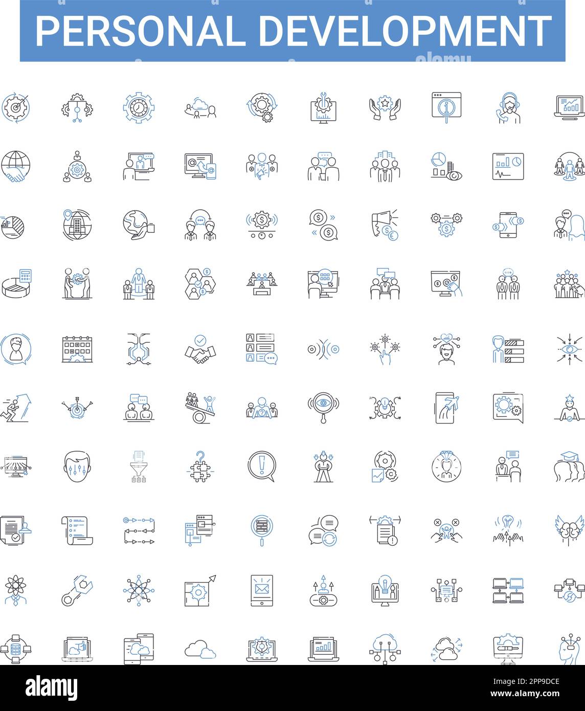 Personal development outline icons collection. Growth, Learning, Self ...