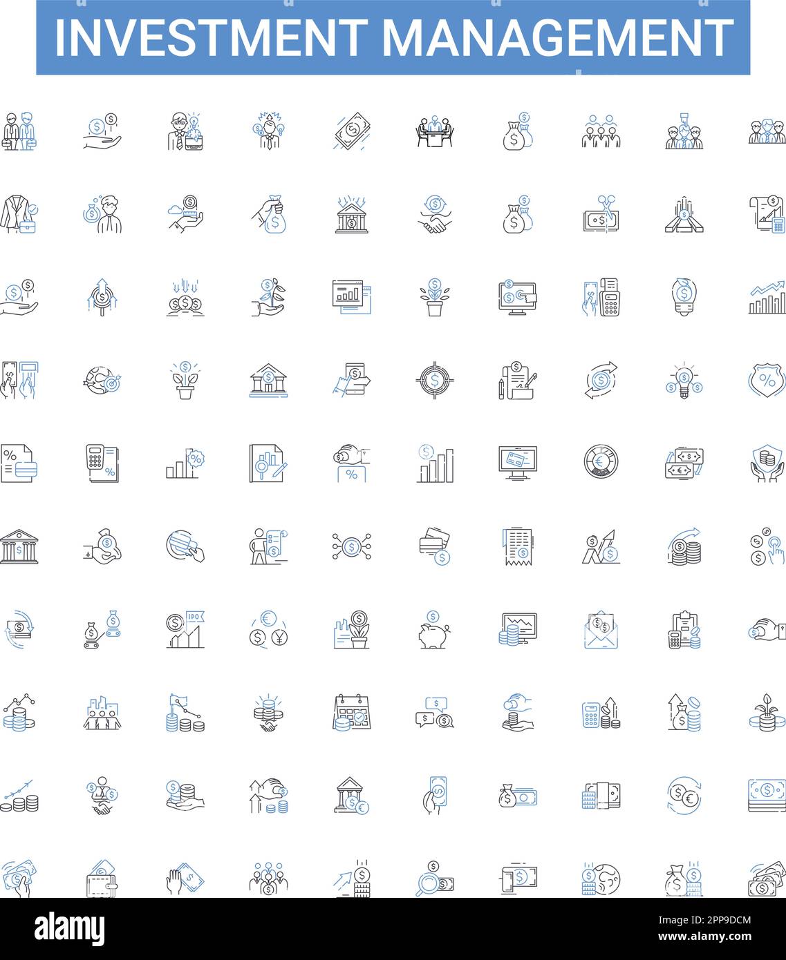 Investment management outline icons collection. Invest, Management ...