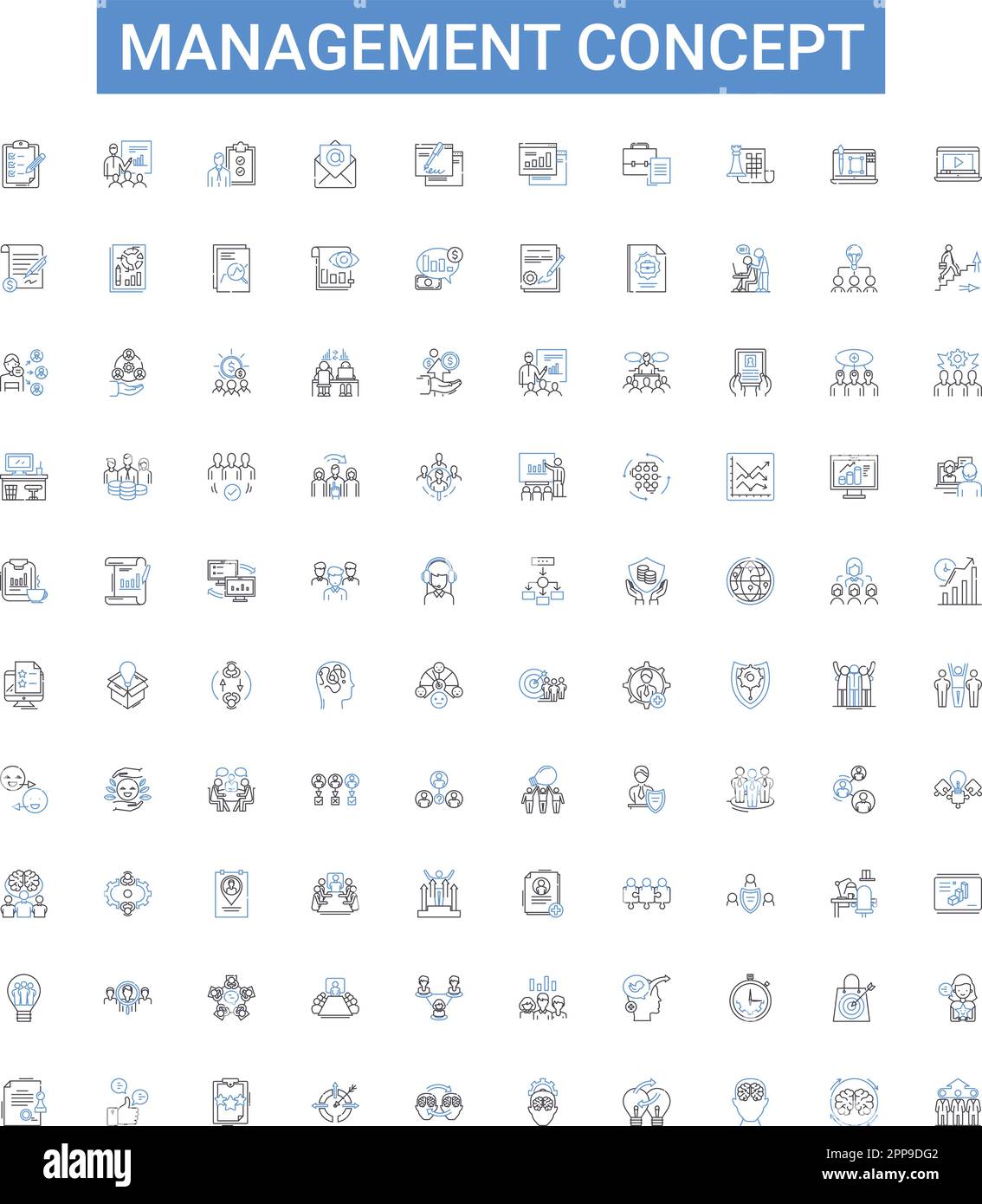 Management concept outline icons collection. Management, Concept ...