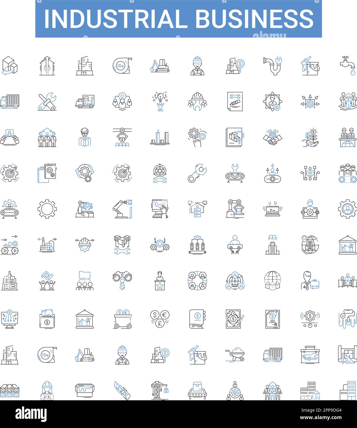 Industrial business outline icons collection. Industry, Business ...
