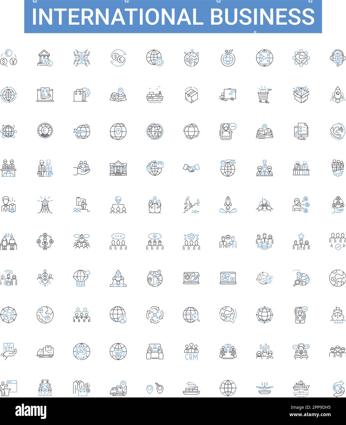 International business outline icons collection. Global, Trade, Export ...