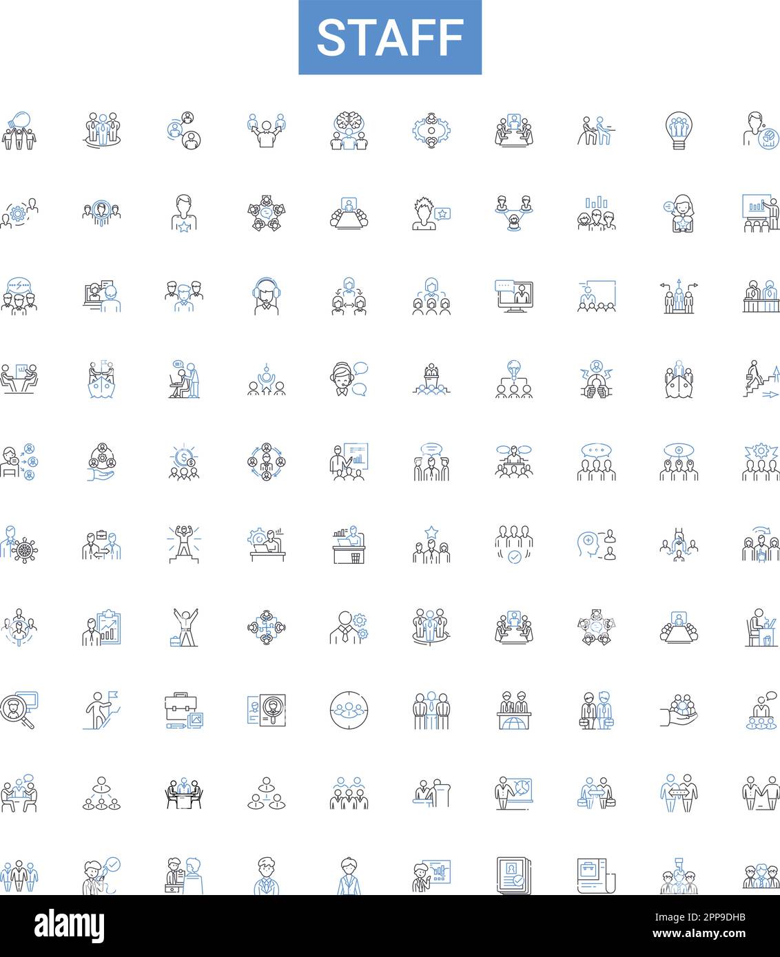 Staff outline icons collection. Personnel, Employees, Associates ...