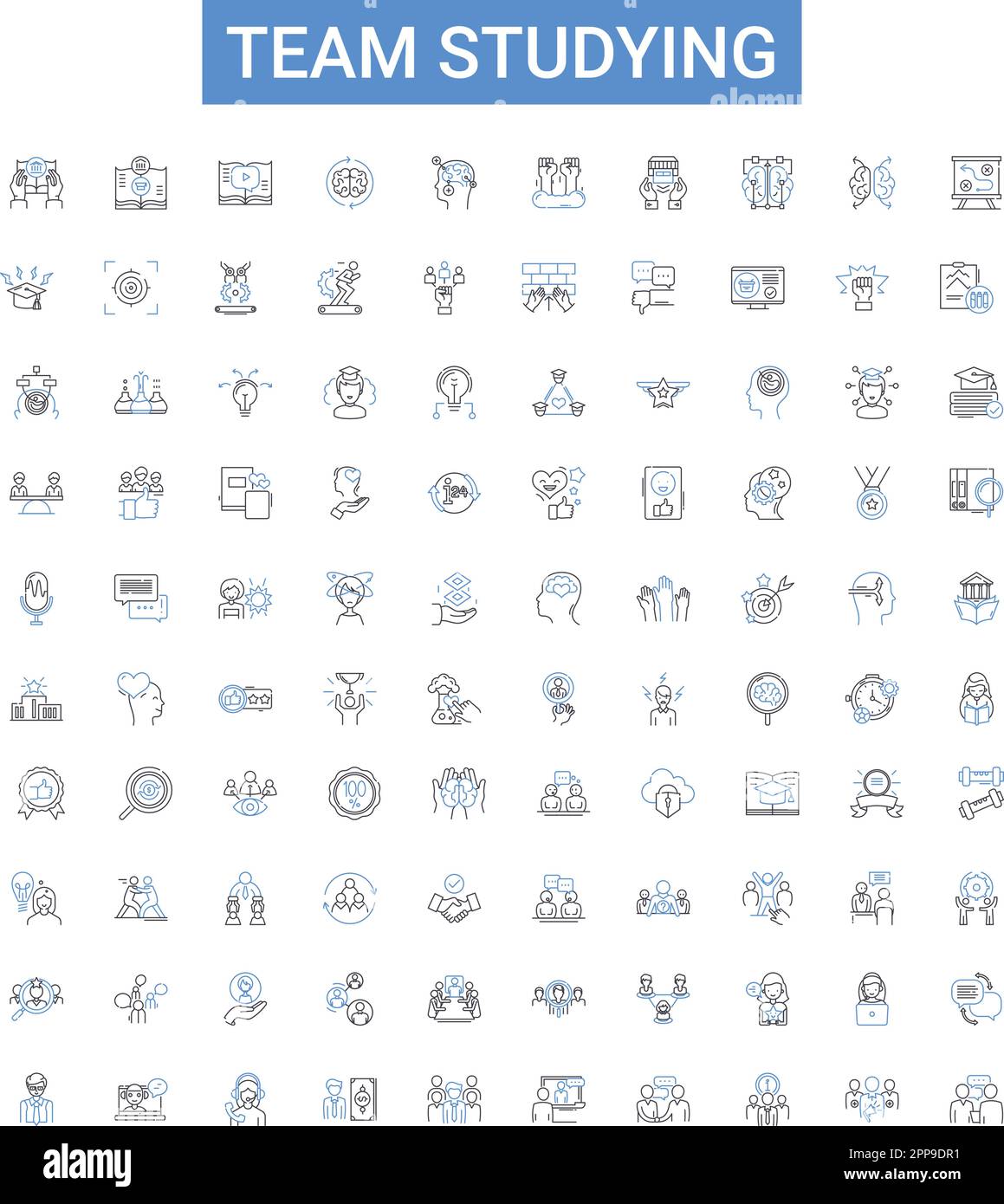 Team studying outline icons collection. Team, studying, colleagues ...