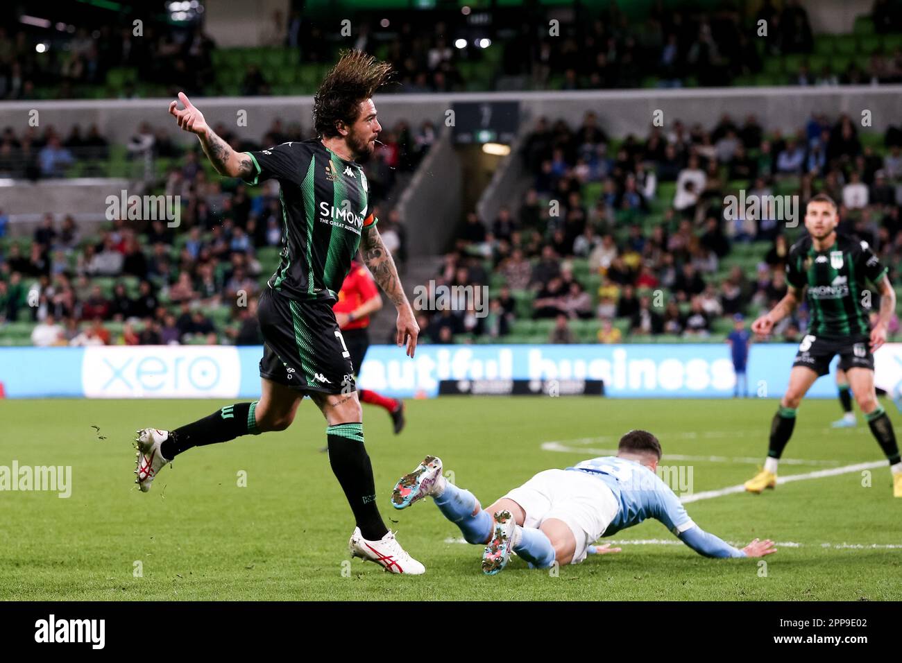 Melbourne, Australia, 22 April, 2023. Joshua Risdon of Western United ...