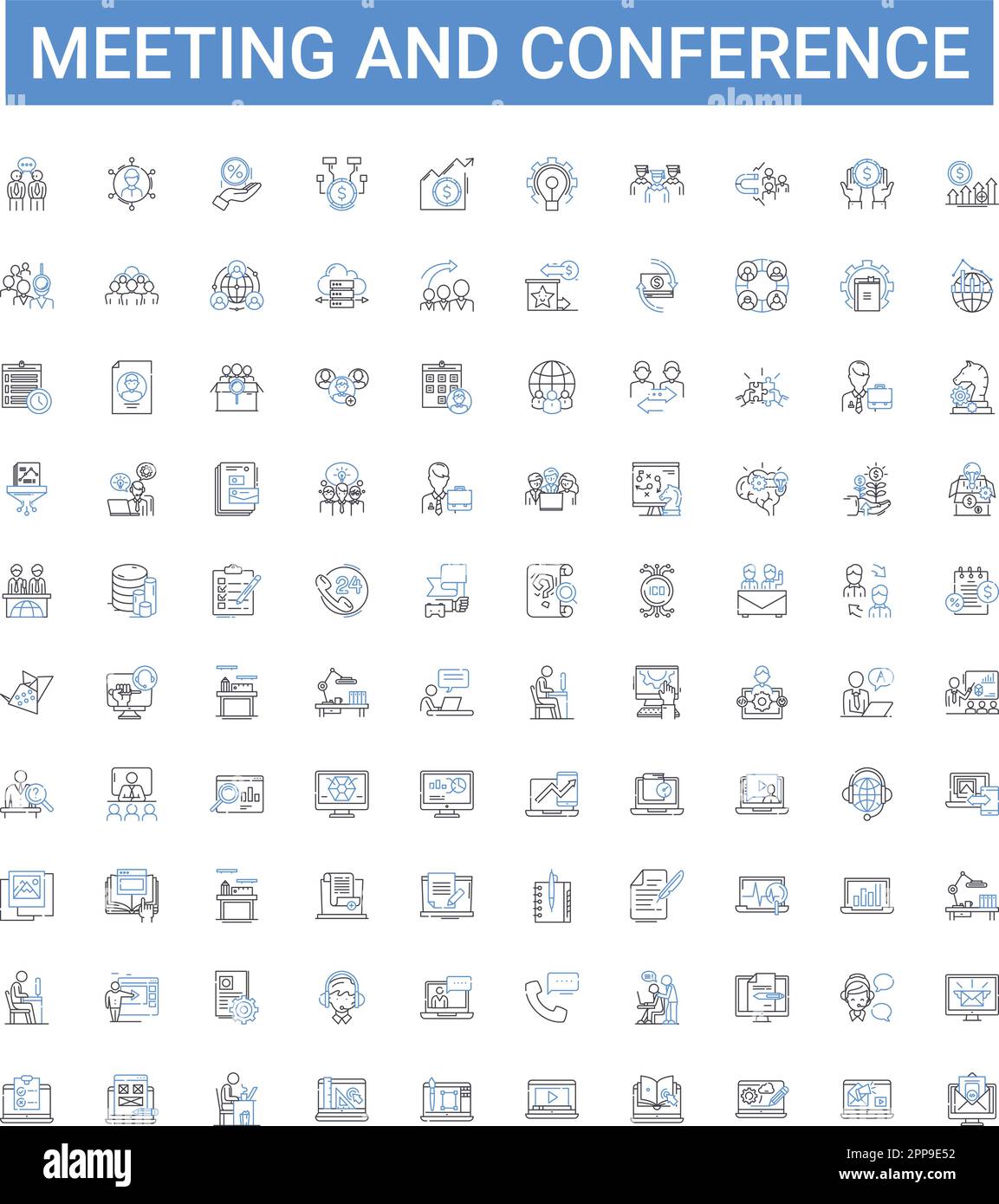 Meeting and conference outline icons collection. Conference, Meeting ...