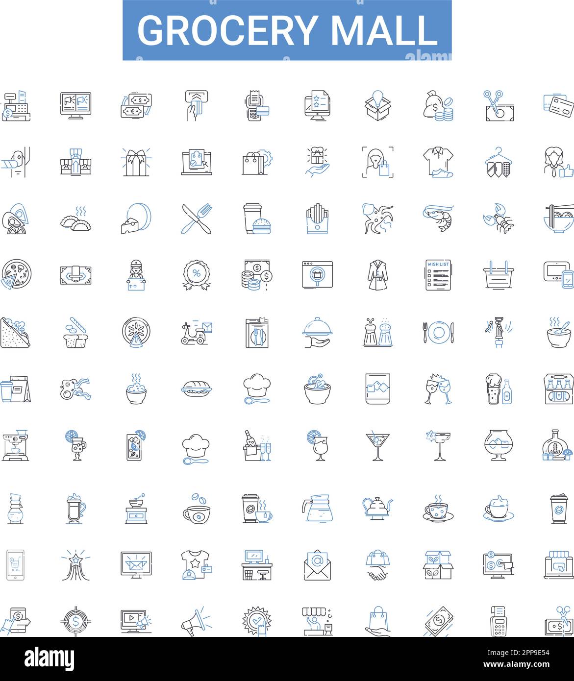 Grocery mall outline icons collection. Grocer, mall, grocery, store, food, supermarket, shop ...