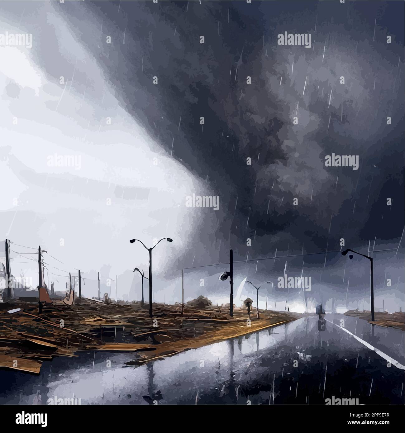 Tornado path of destruction Stock Vector Images - Alamy