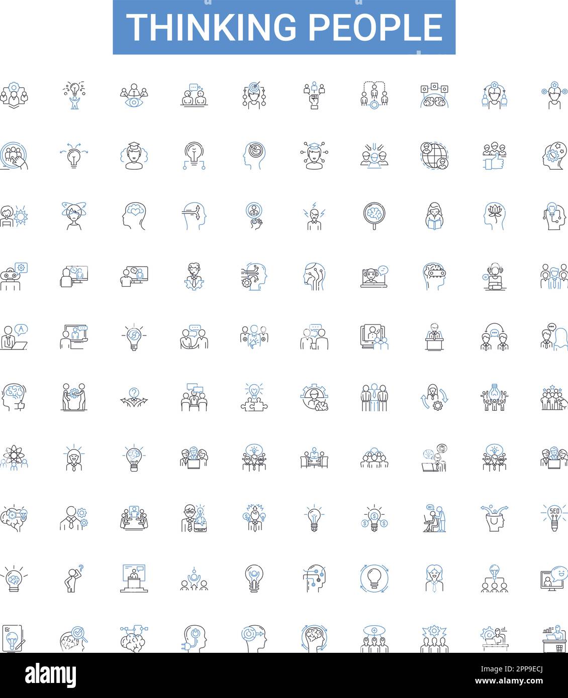 Thinking people outline icons collection. Thinking, People ...
