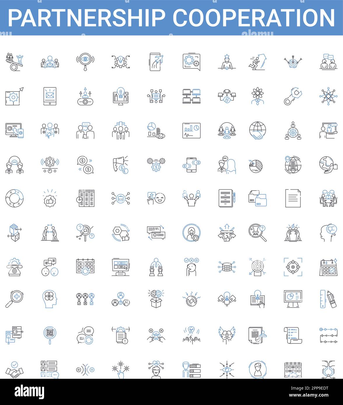 Partnership cooperation outline icons collection. Collaboration ...