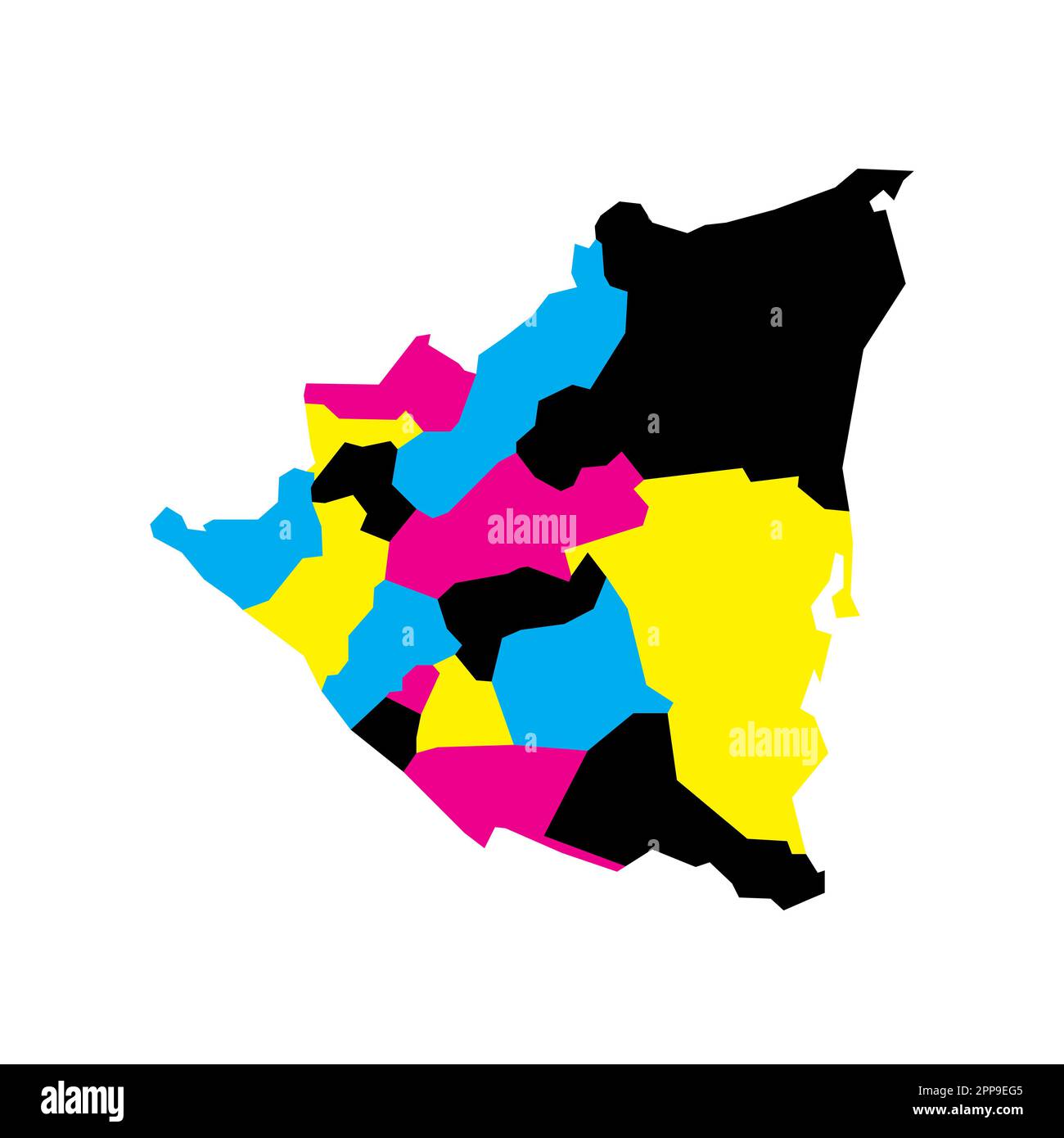 Nicaragua political map of administrative divisions - departments and ...
