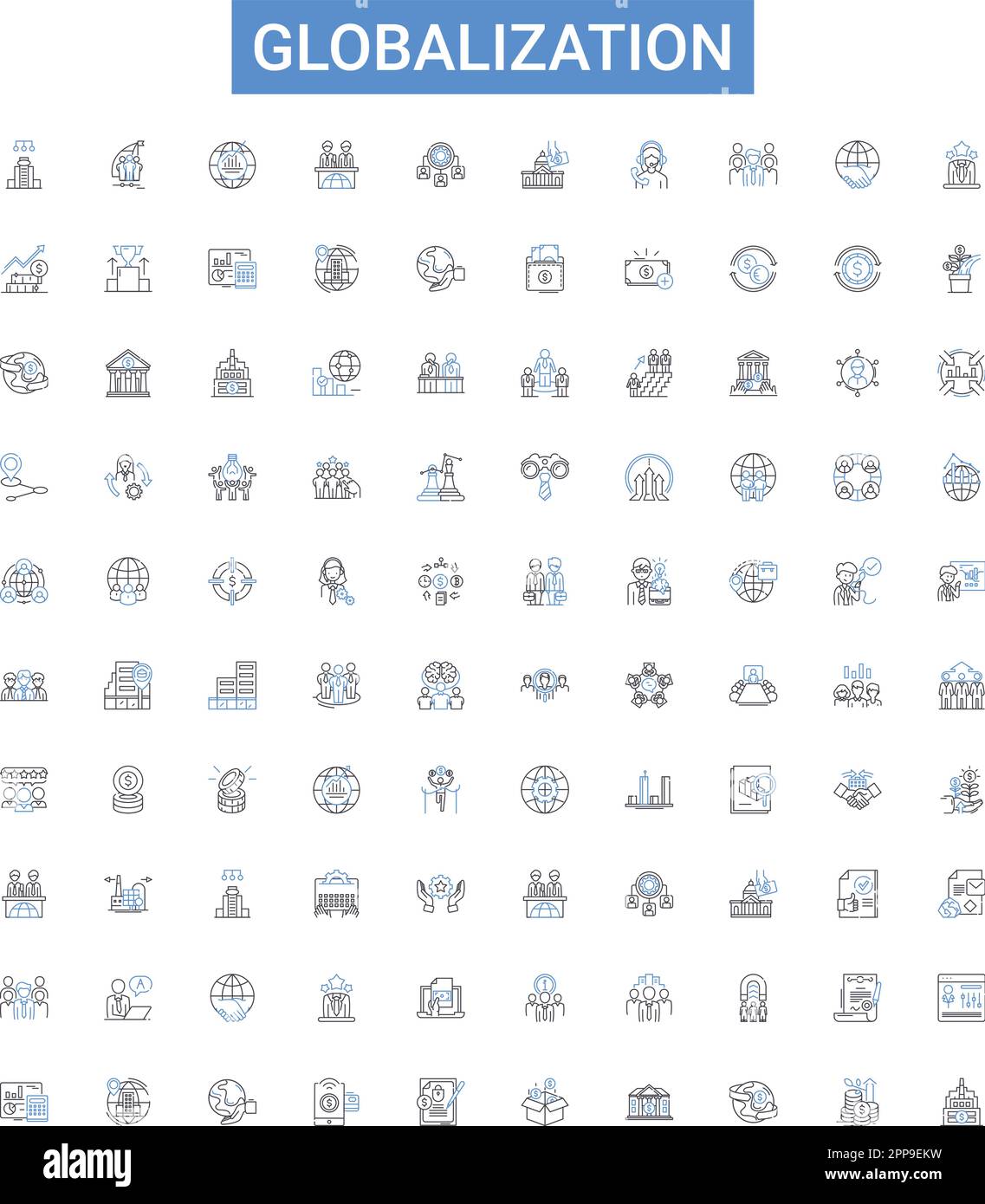 Globalization Outline Icons Collection Internationalization Interconnection Connection
