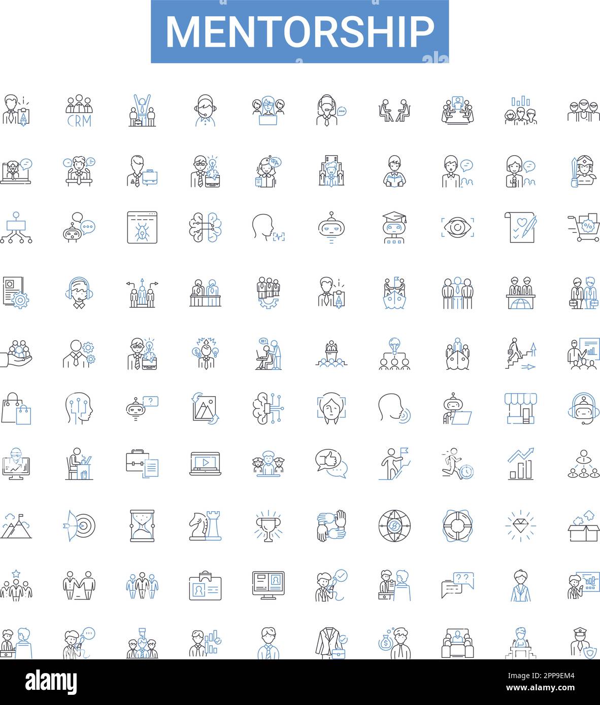 Mentorship outline icons collection. Mentoring, Tutelage, Guiding ...