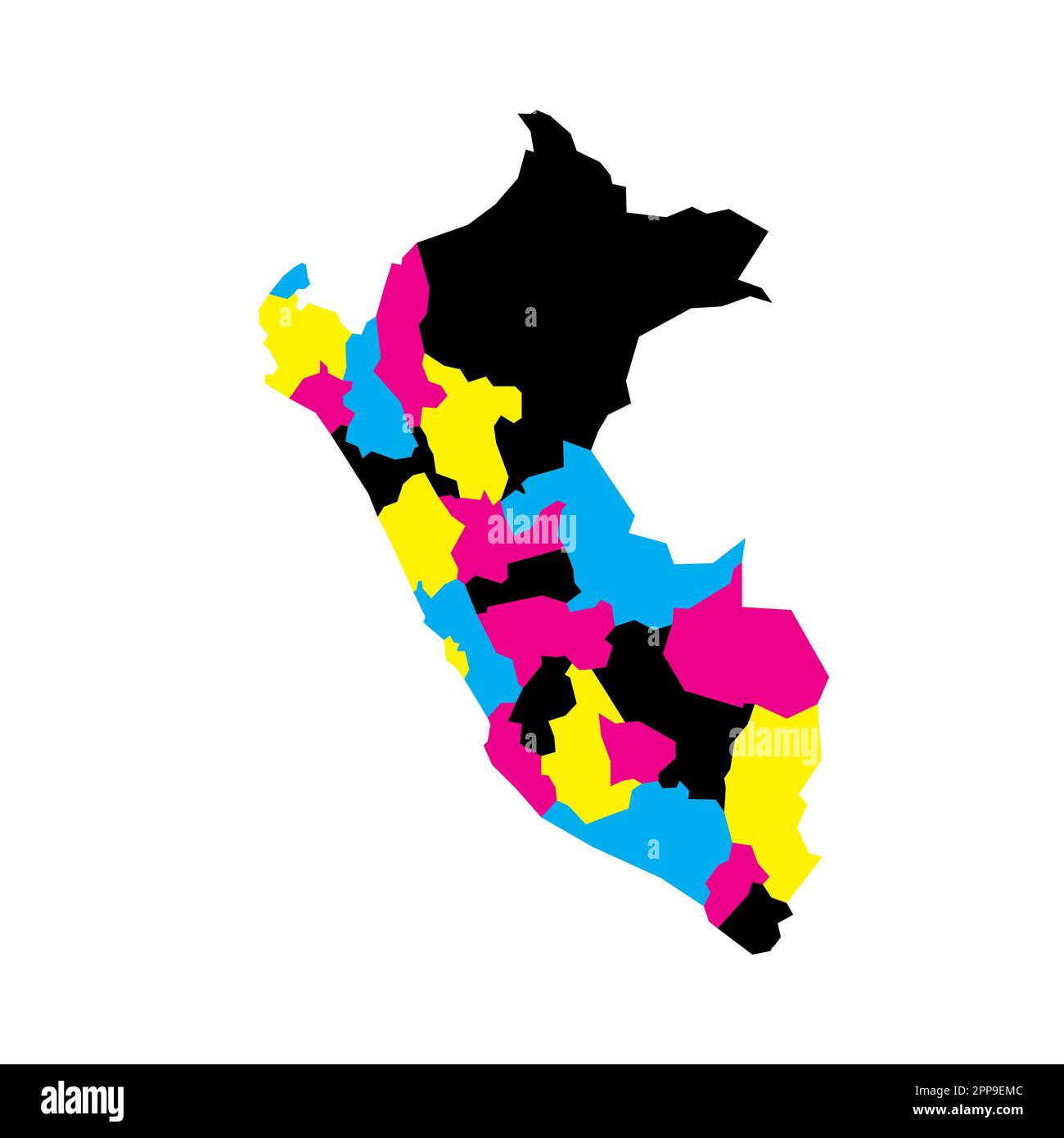 Peru political map of administrative divisions - departments. Blank vector map in CMYK colors ...