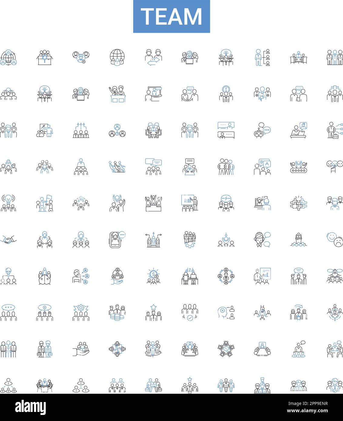 Team outline icons collection. Crew, Unit, Squad, Group, Collective ...