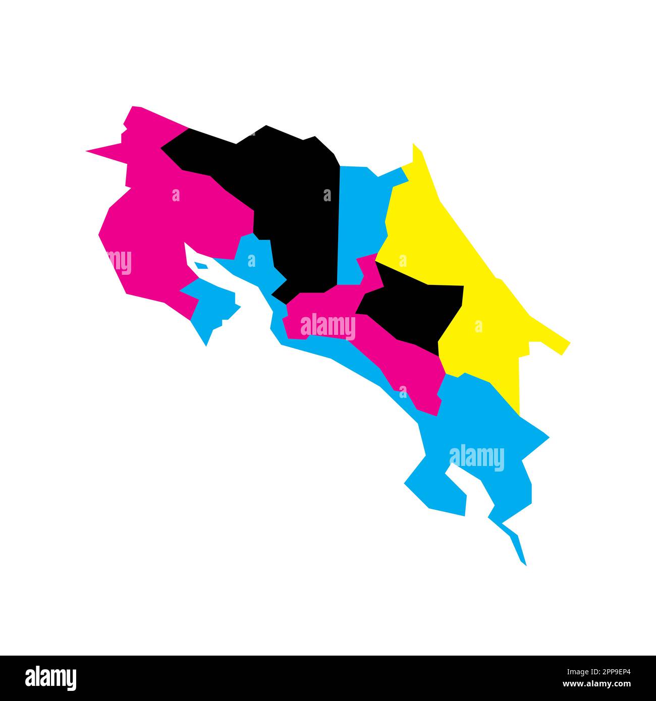 Costa Rica political map of administrative divisions - provinces. Blank ...