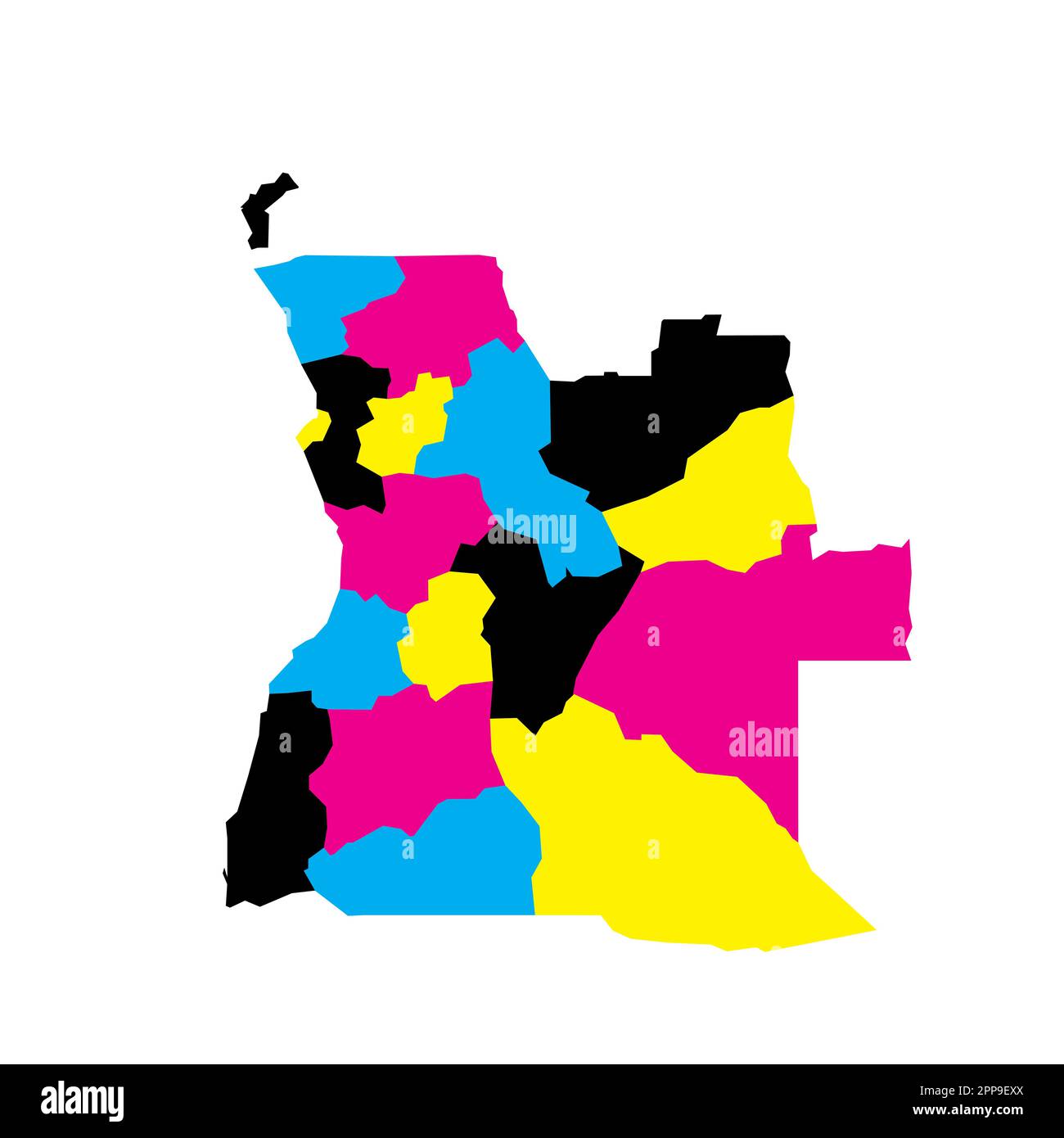 Angola political map of administrative divisions - provinces. Blank vector map in CMYK colors ...