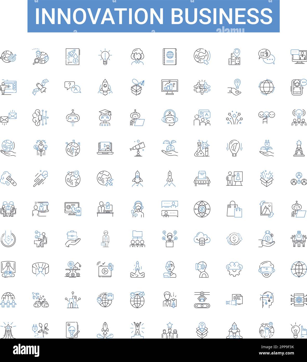 Innovation business outline icons collection. Entrepreneurship ...