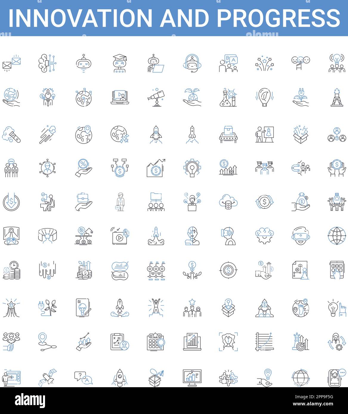 Innovation and progress outline icons collection. Innovation, Progress ... Innovation and progress outline icons collection. Innovation, Progress ...