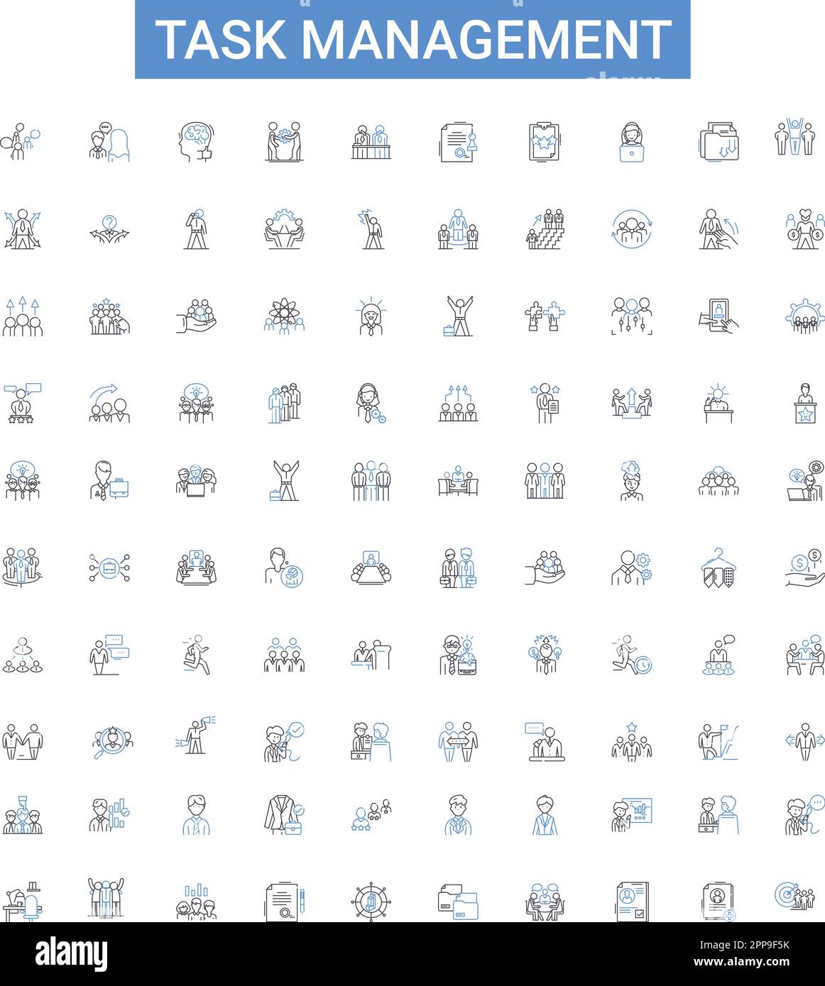 Task management outline icons collection. Organizing, Planning ...