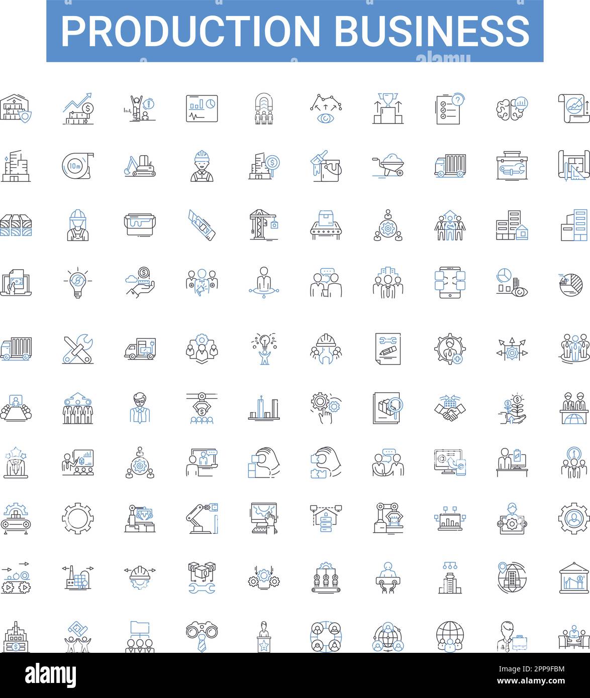 Production Business Outline Icons Collection Manufacturing Processing Manufacture Production