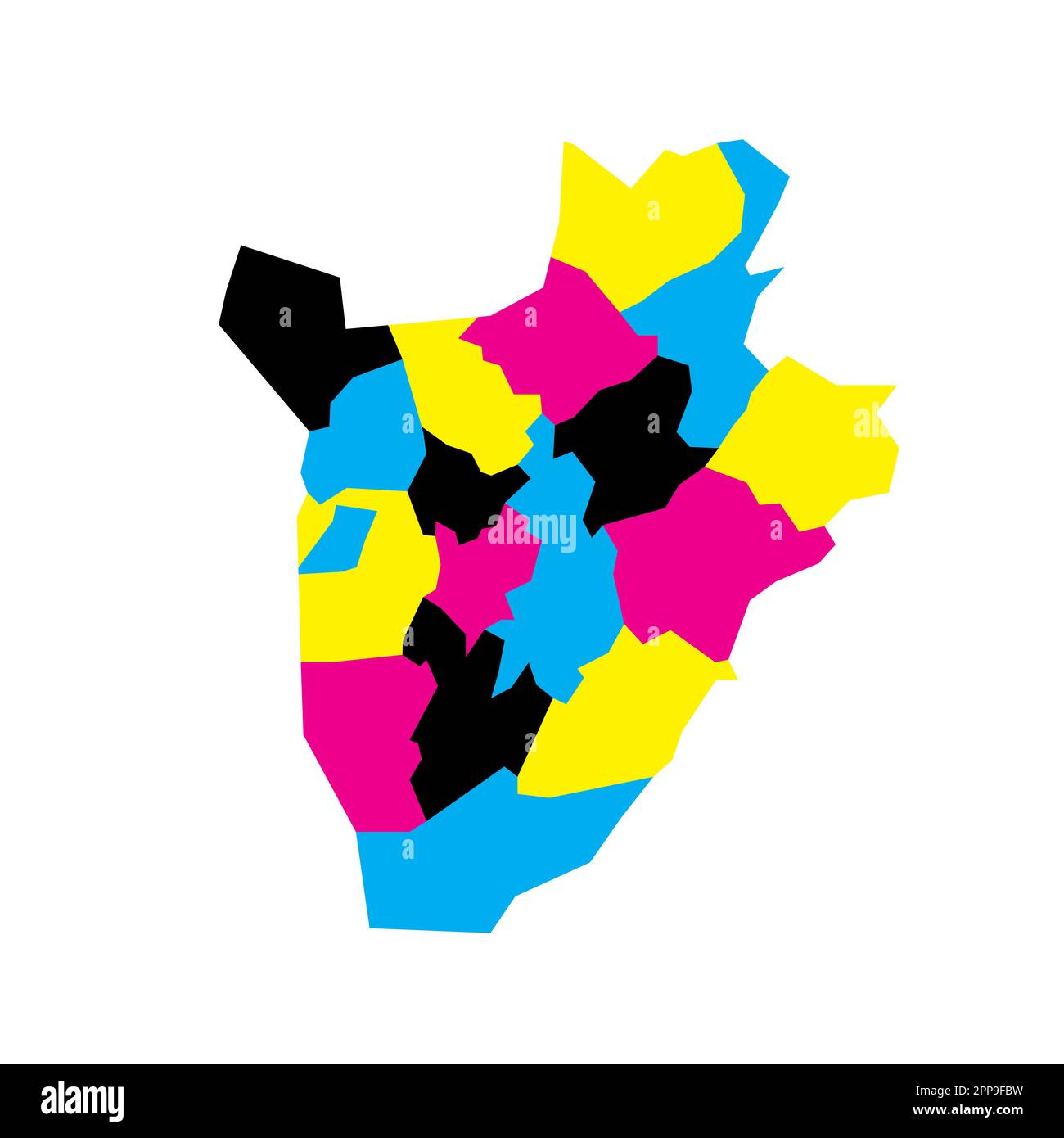 Burundi political map of administrative divisions - provinces. Blank vector map in CMYK colors ...