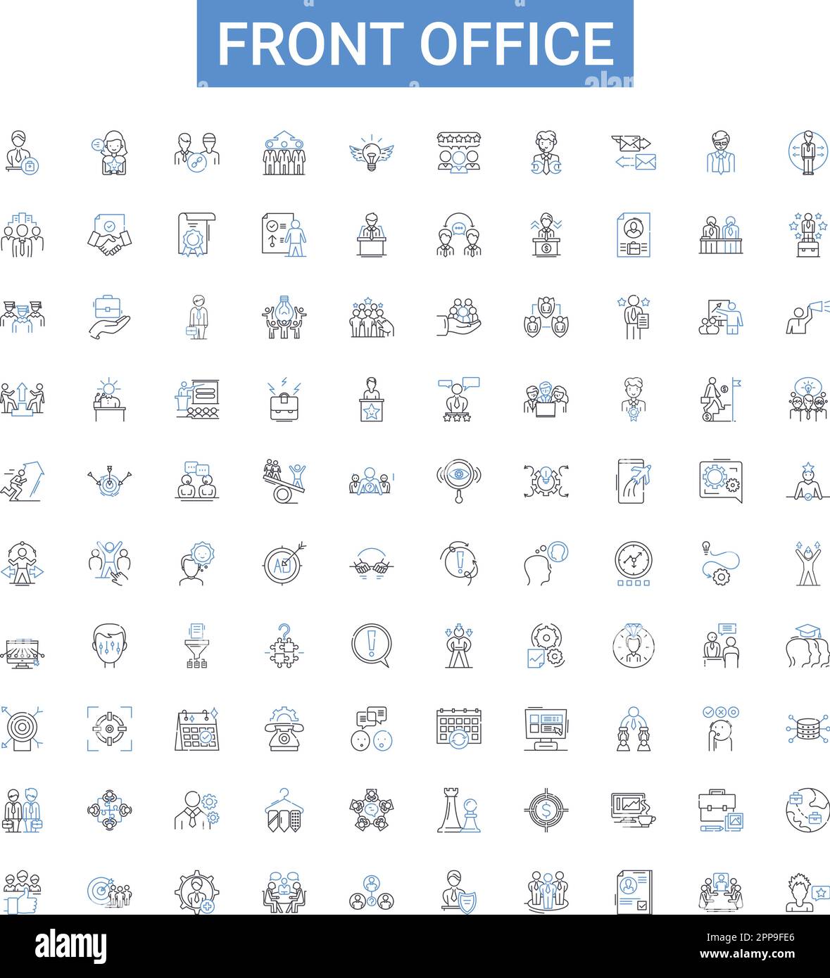 Front Office Outline Icons Collection Front Office Reception Desk