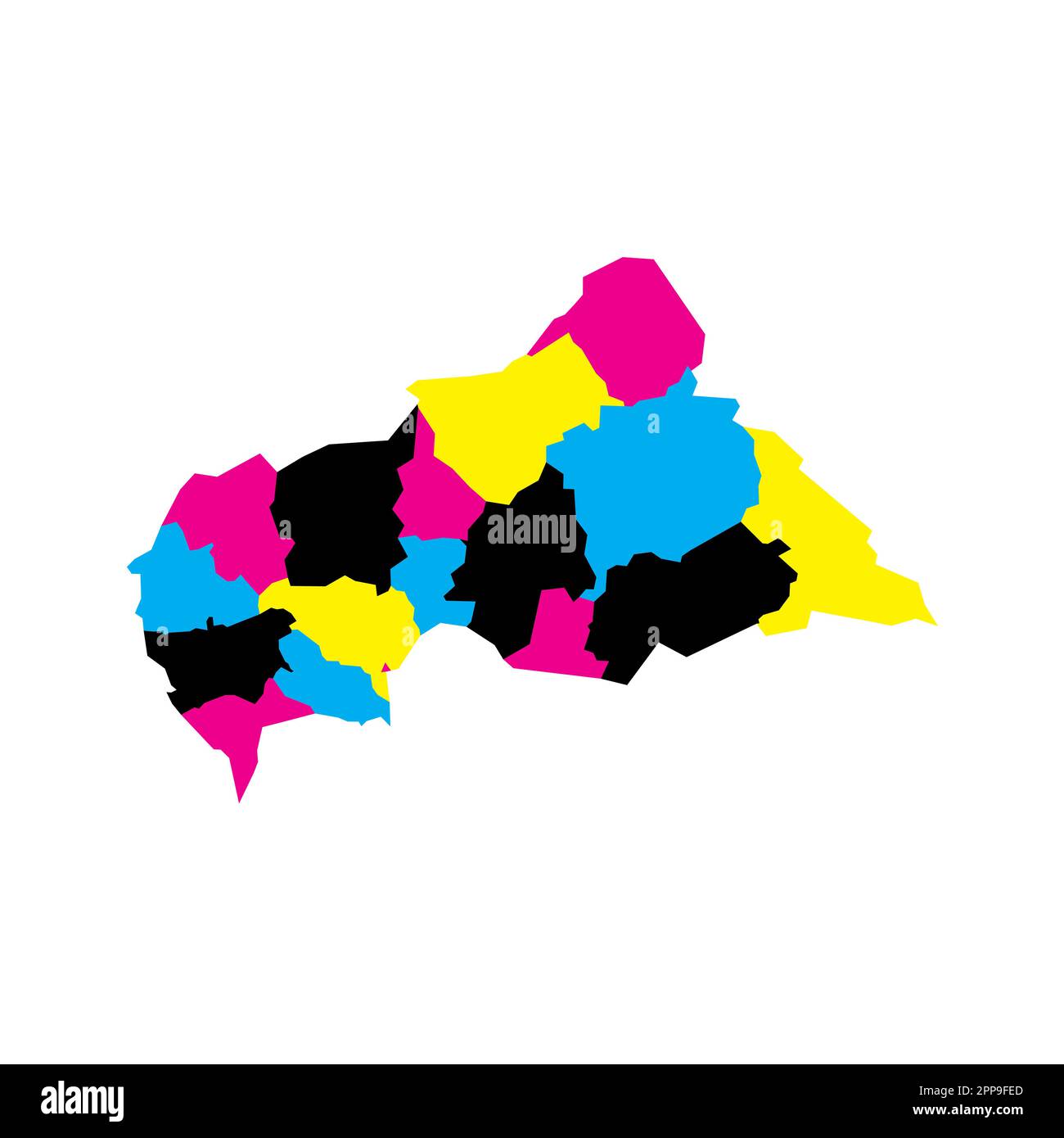 Central African Republic political map of administrative divisions ...