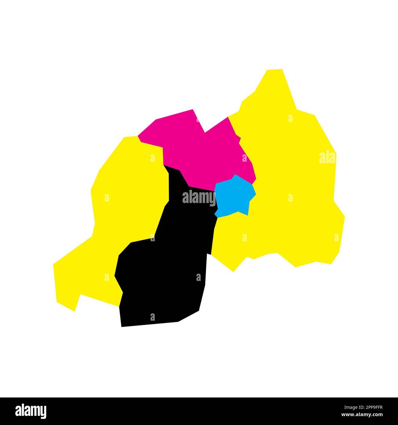 Rwanda political map of administrative divisions - provinces. Blank ...