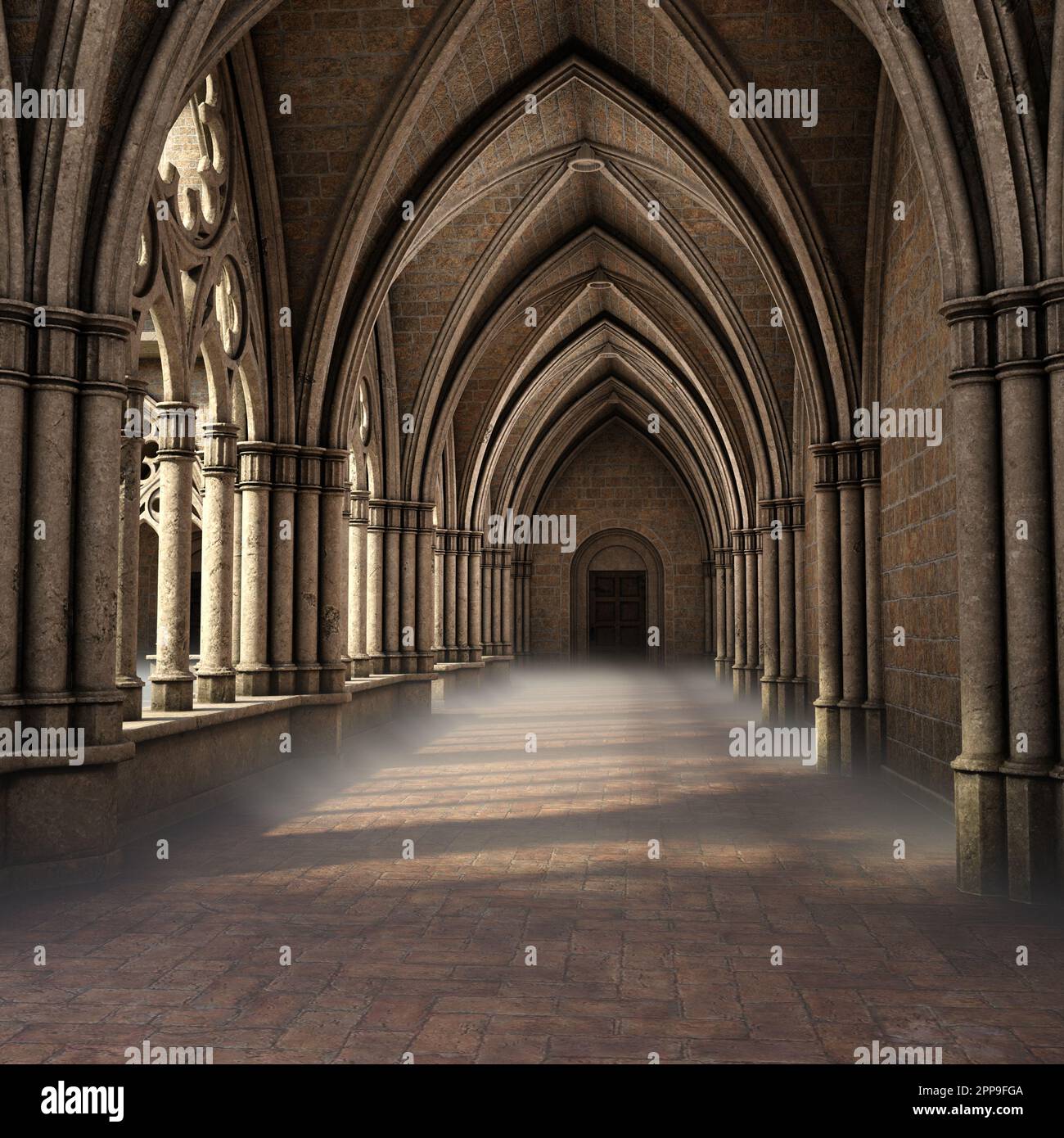 3d render of an ancient gothic courtyard Stock Photo - Alamy