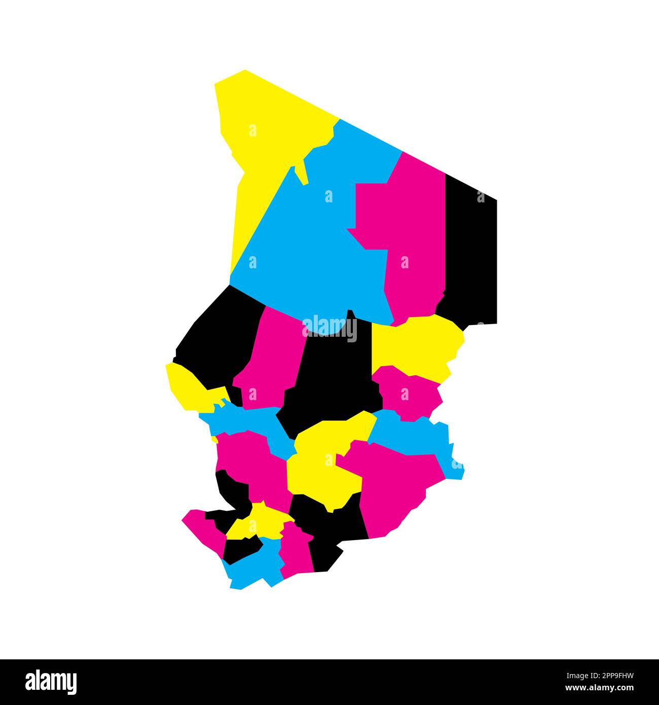 Chad political map of administrative divisions - regions. Blank vector ...