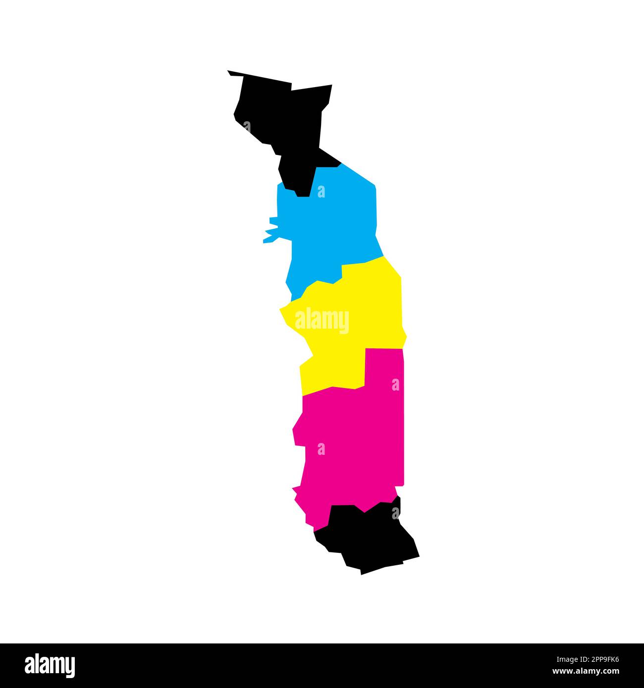 Togo Administrative Map With Regions Capitals Administrative Map Of