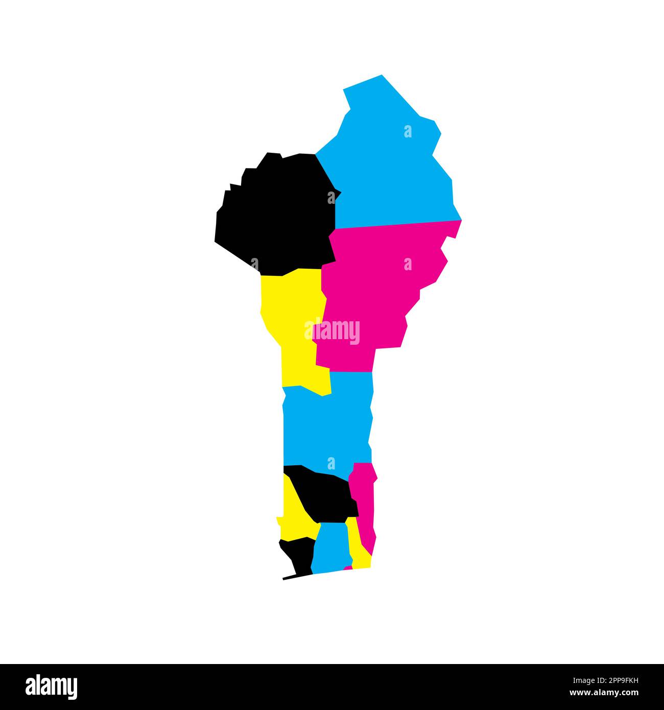 Benin political map of administrative divisions - departments. Blank ...