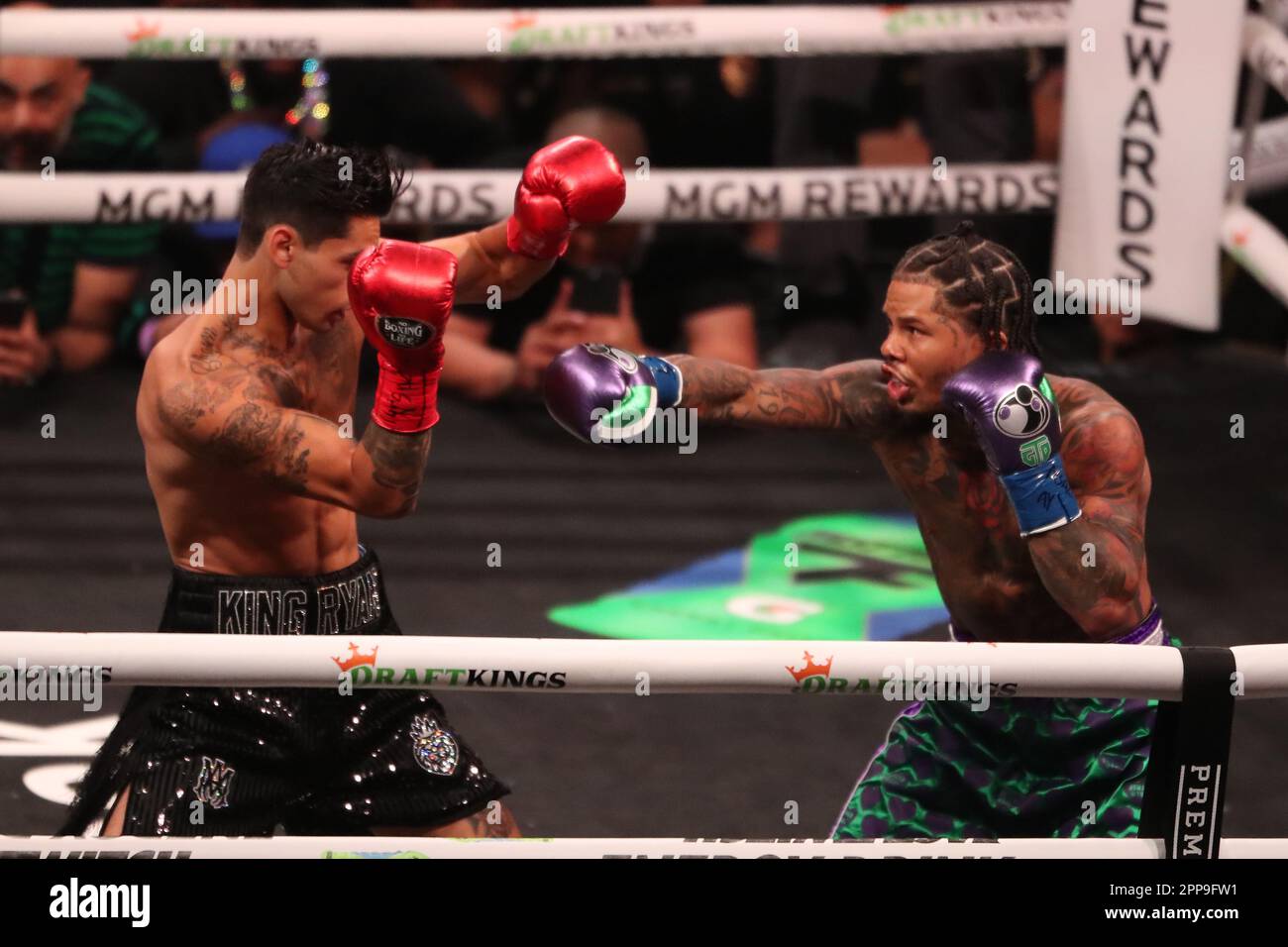 LAS VEGAS, NEVADA -April 22: (R-L) Gervonta Davis punches Ryan Garcia ...
