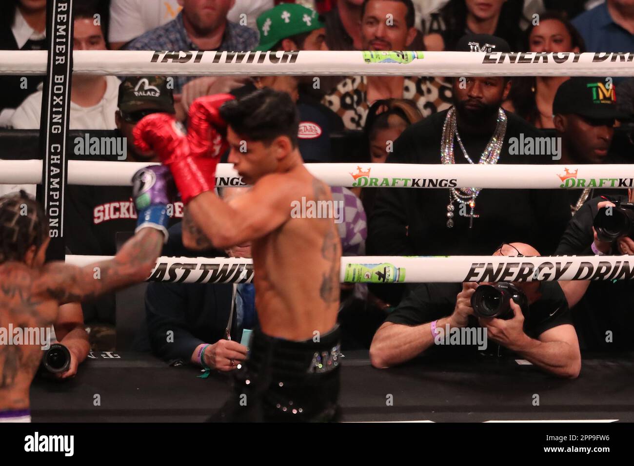 LAS VEGAS, NEVADA -April 22: (L-R) Gervonta Davis and Ryan Garcia fight ...