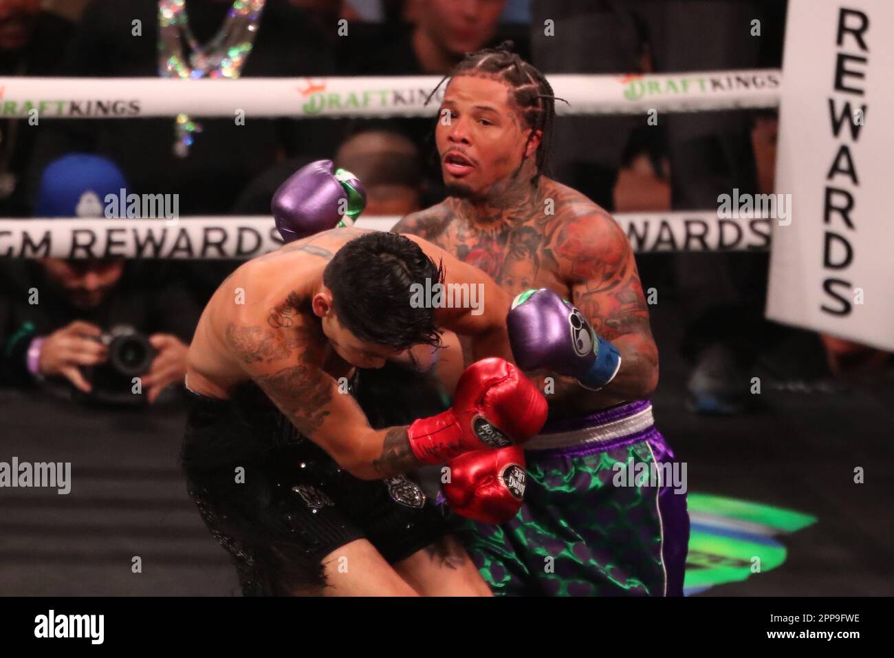 LAS VEGAS, NEVADA -April 22: (R-L) Gervonta Davis punches Ryan Garcia ...